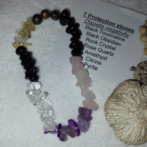 7-gem Protection Bracelet with pyrite, Citrine, Black Tourmaline ...