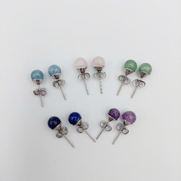 Gemstone bead stud earrings